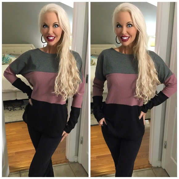 Tops | Stunning Color Block Twist Back Waffle Tunic | Poshmark